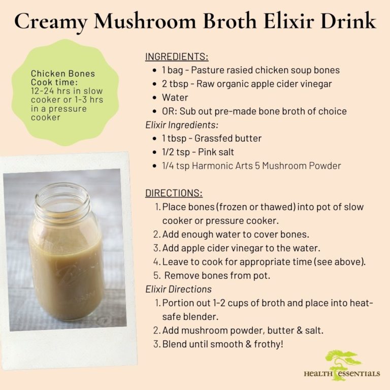 Creamy Mushroom Broth Elixir Drink Recipe | Health Essentials in ...